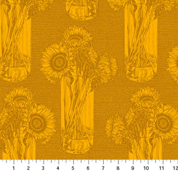 Anna Maria Parry "Indelible" - Sunflowers in Saffron - Half Yard – Whim So Doodle