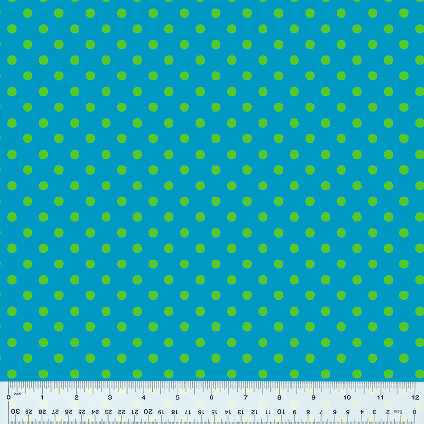 "Chicka Chicka Boom Boom" Doodle Dot in Cyan - Half Yard – Whim So Doodle