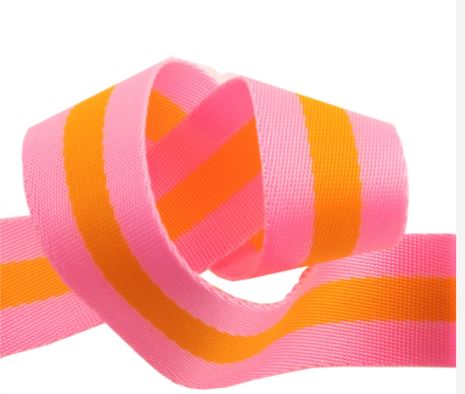 Tula Pink Webbing - Bright Soft Pink and Tangerine Orange – Whim So Doodle